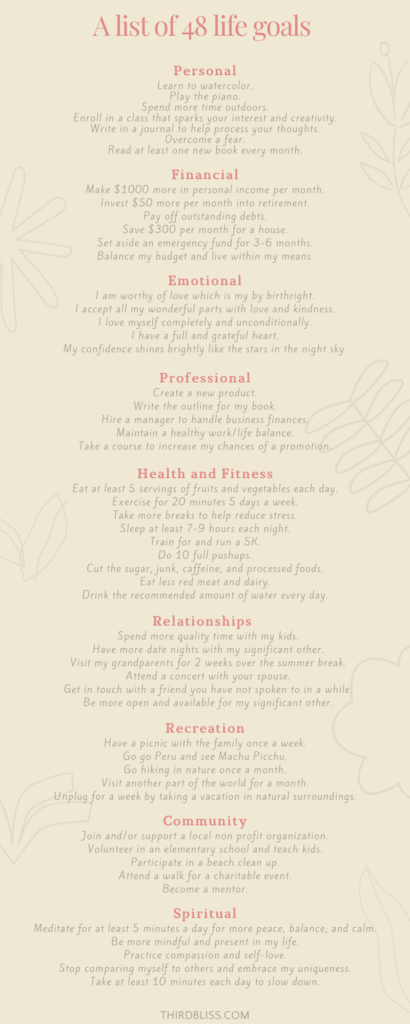 48 life goals to help you achieve success. - Third Bliss